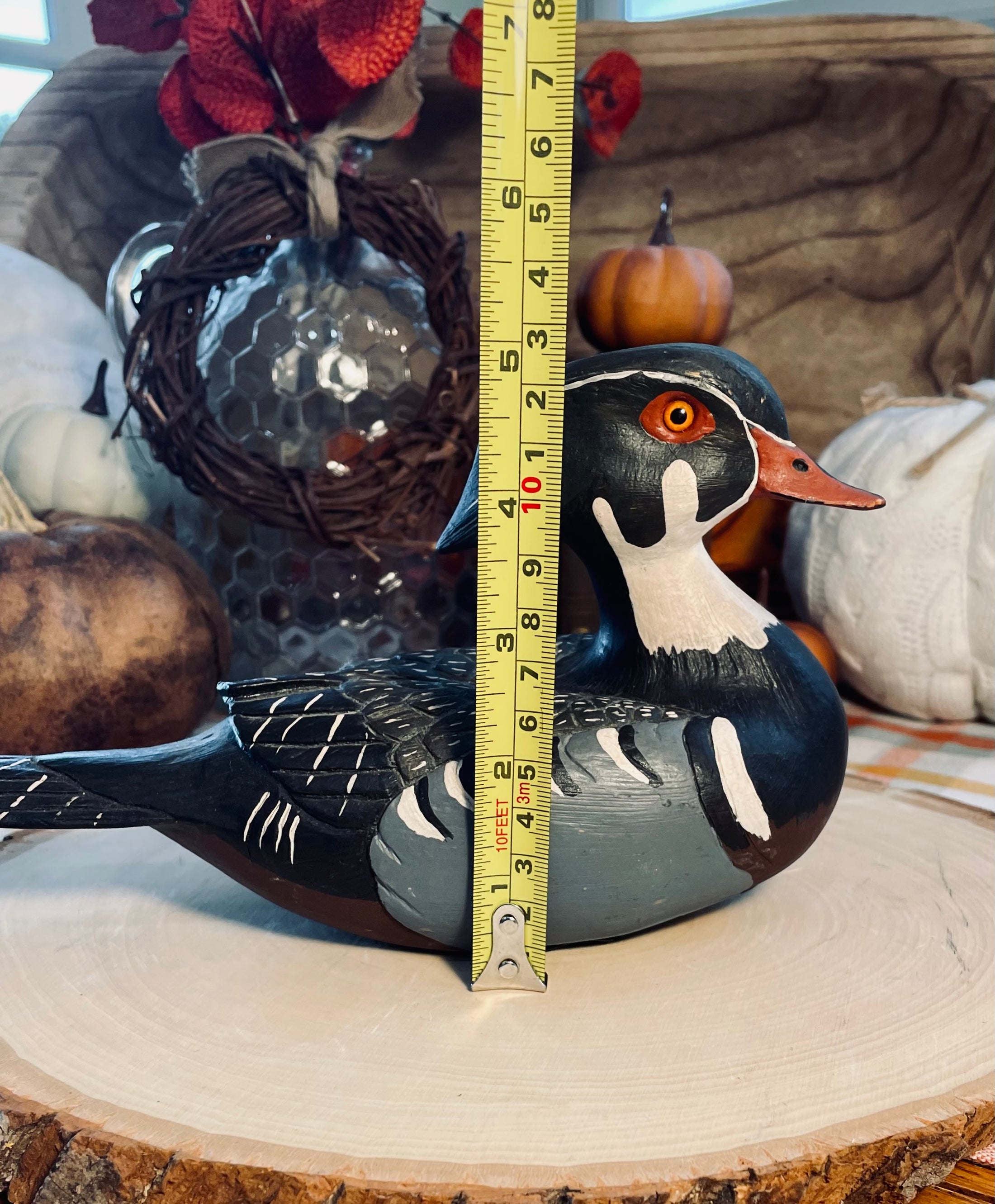 Vintage Hand Carved and Painted Wooden Water Foul Drake Female Duck De ...