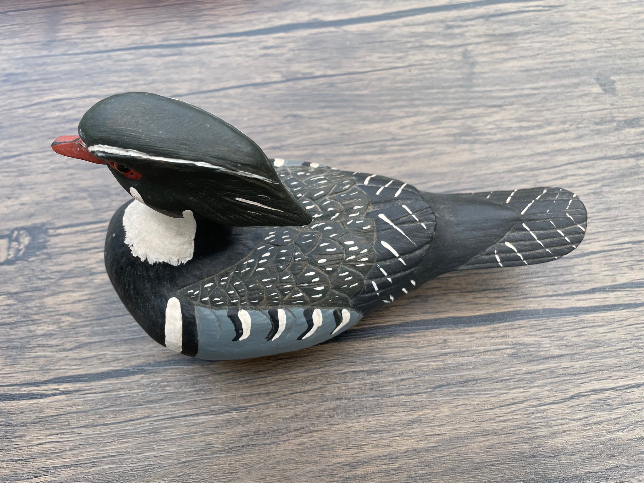 Vintage Hand Carved and Painted Wooden Water Foul Drake Female Duck De ...