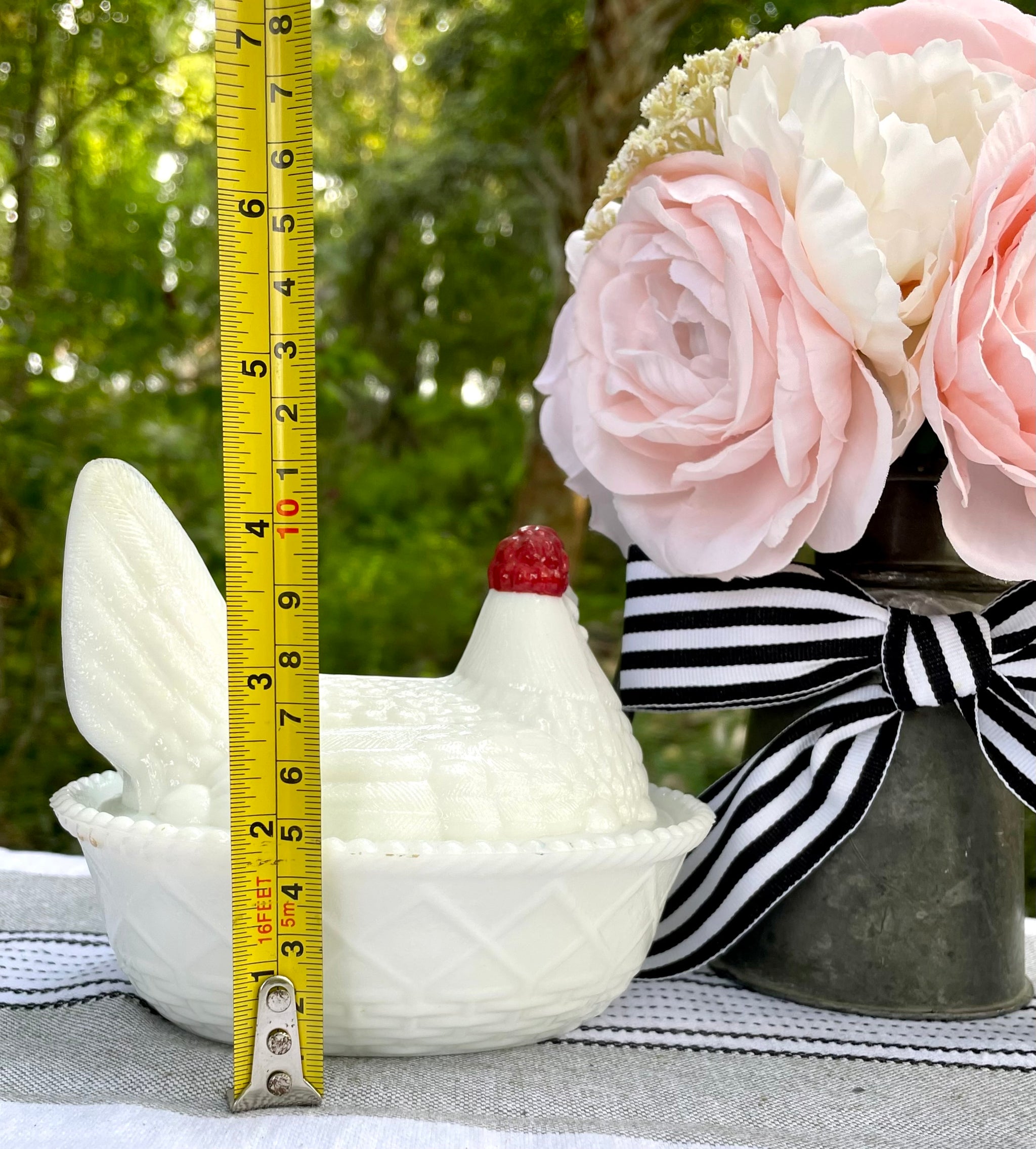 Antique White Milk Glass Nesting Hen with Red Head and Split Tail Hen ...
