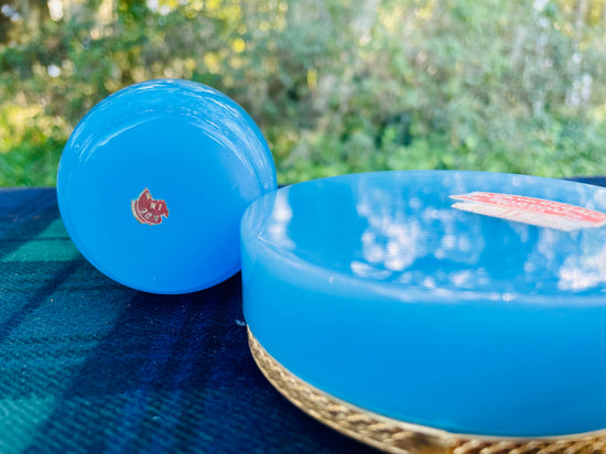 Antique Ocean Blue Opaline Glass Smoking Set by Casa Del Regalo Bortol ...