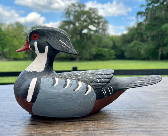 Vintage Hand Carved and Painted Wooden Water Foul Drake Female Duck De ...