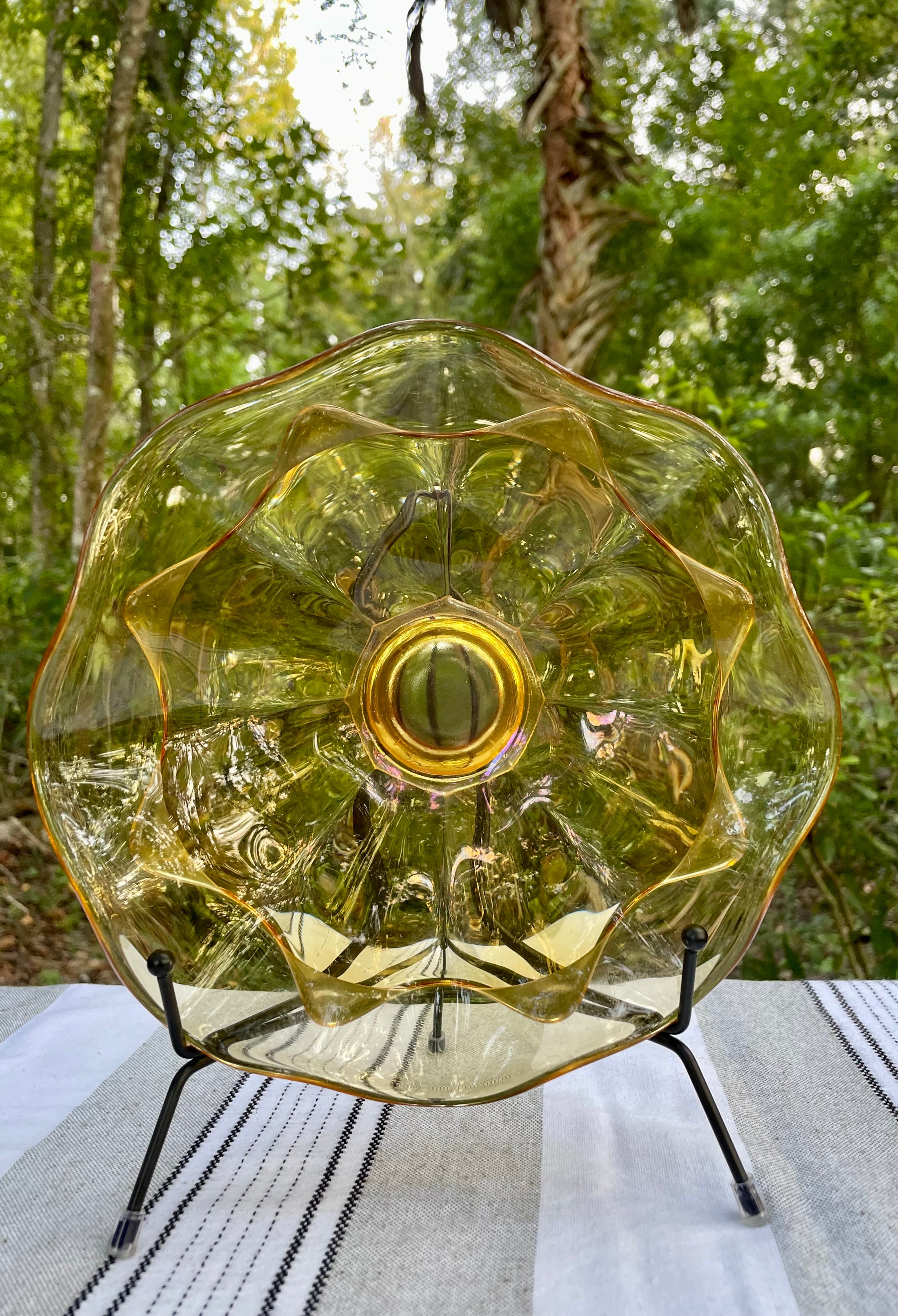 MCM Yellow Viking Glass Orange Molded Double Layered Bowl Ruffle Edge – The Broken Bird Company